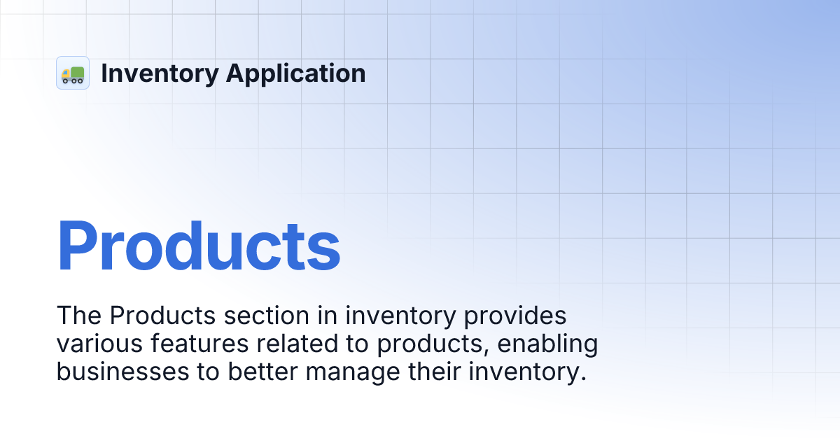 Products | Inventory Application