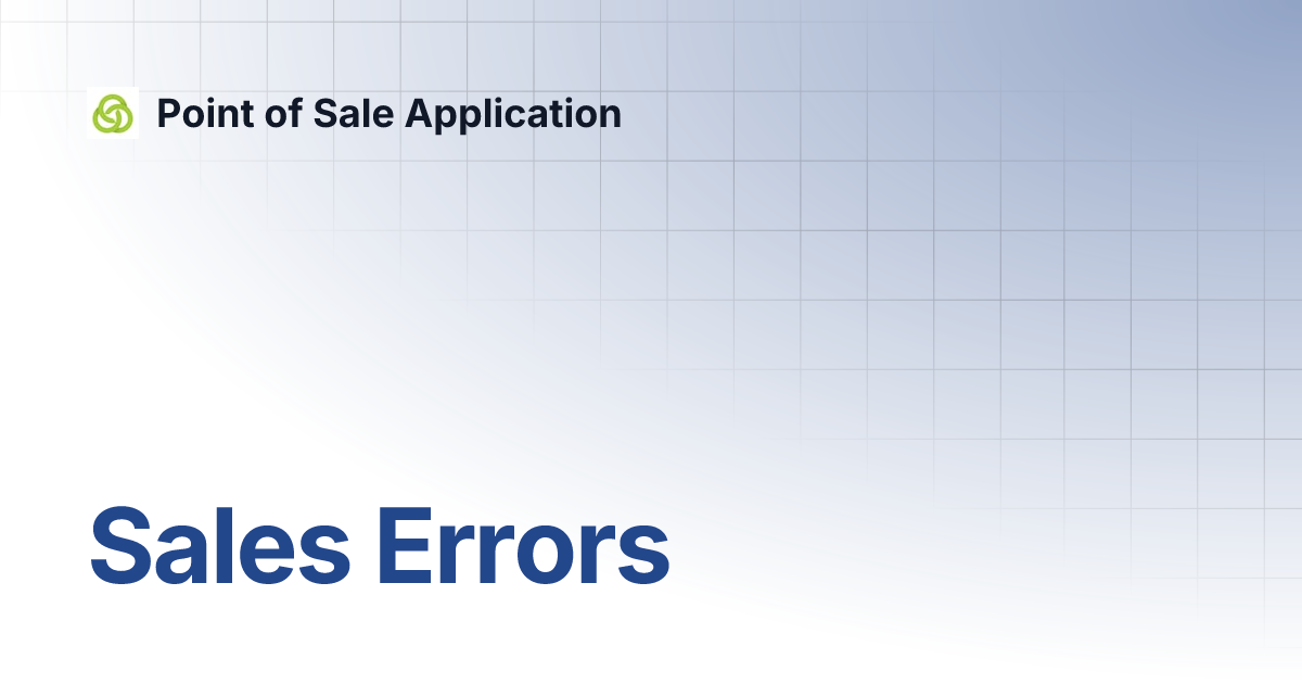 Sales Errors | Point of Sale Application