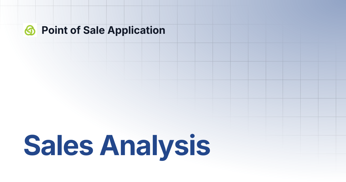 Sales Analysis | Point of Sale Application