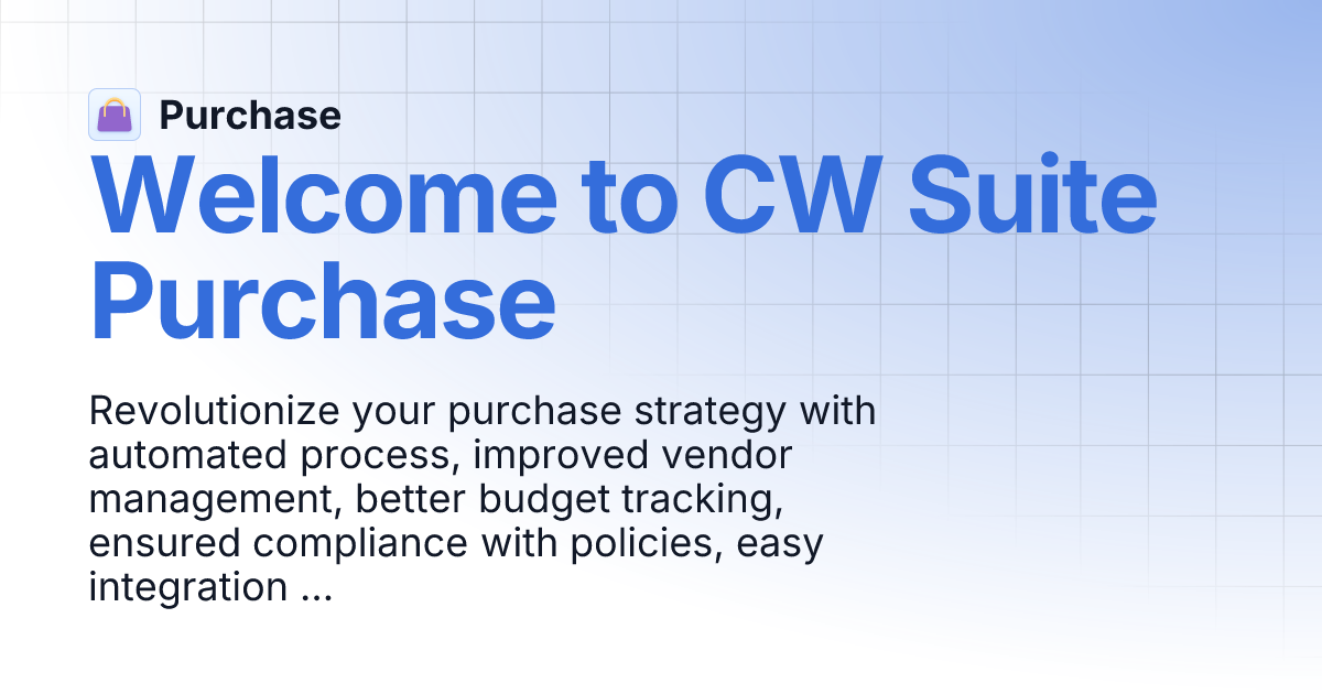 Welcome to CW Suite Purchase | Purchase