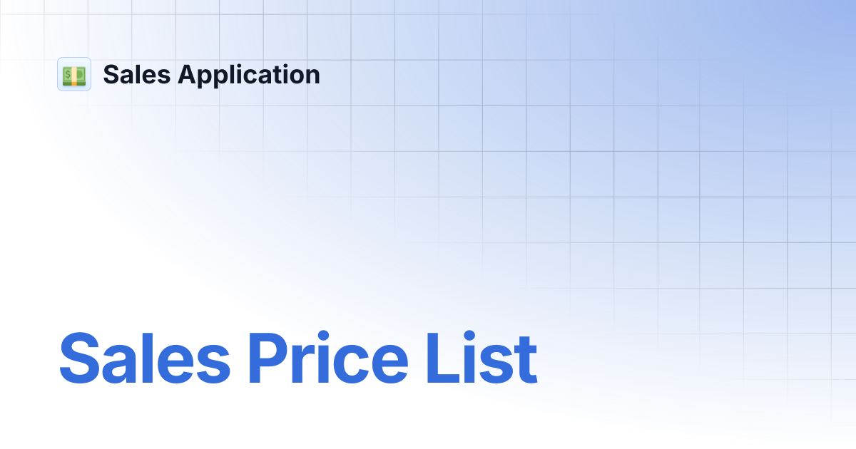 Sales Price List | Sales Application