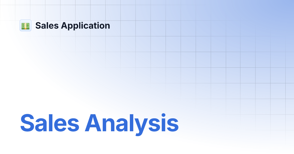 Sales Analysis | Sales Application