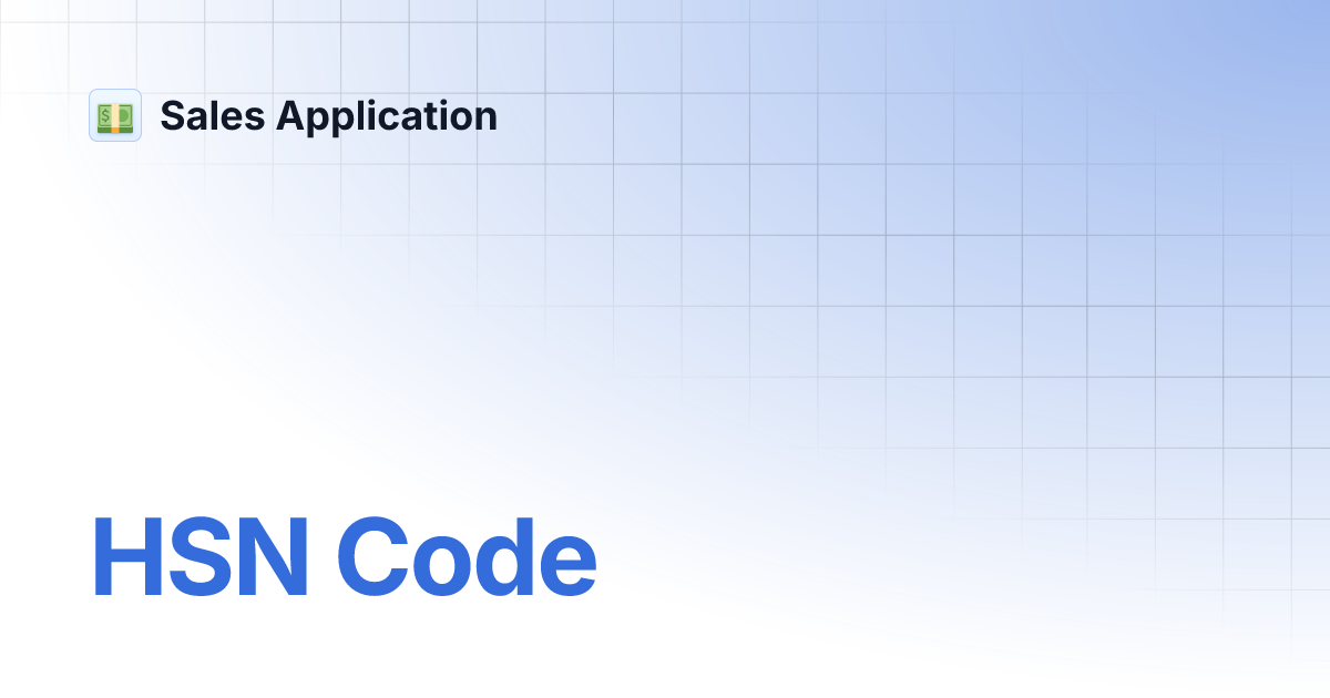 HSN Code | Sales Application
