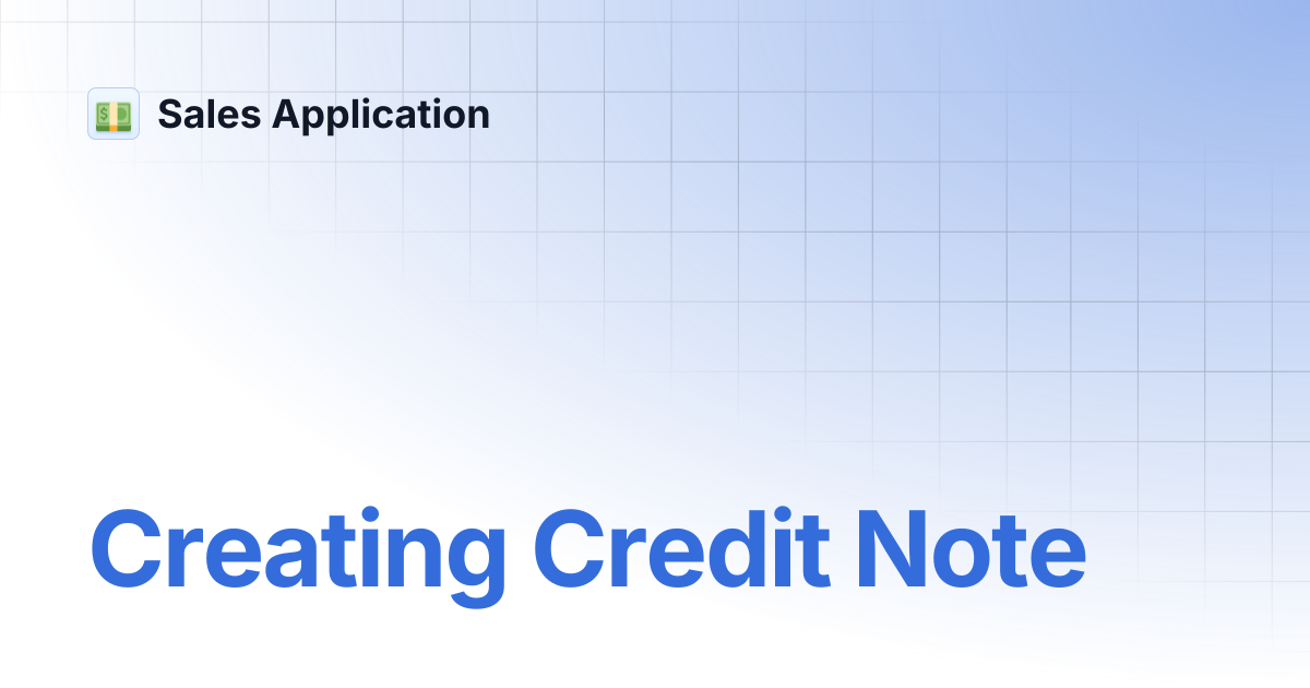 Creating Credit Note | Sales Application