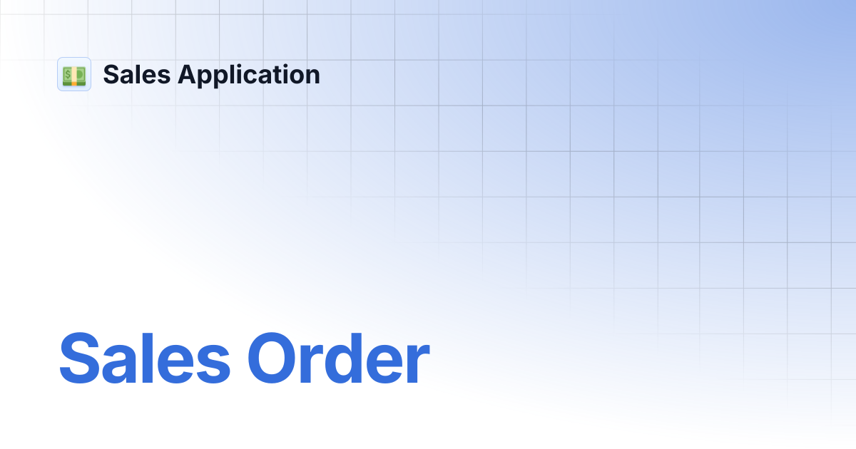 Sales Order | Sales Application